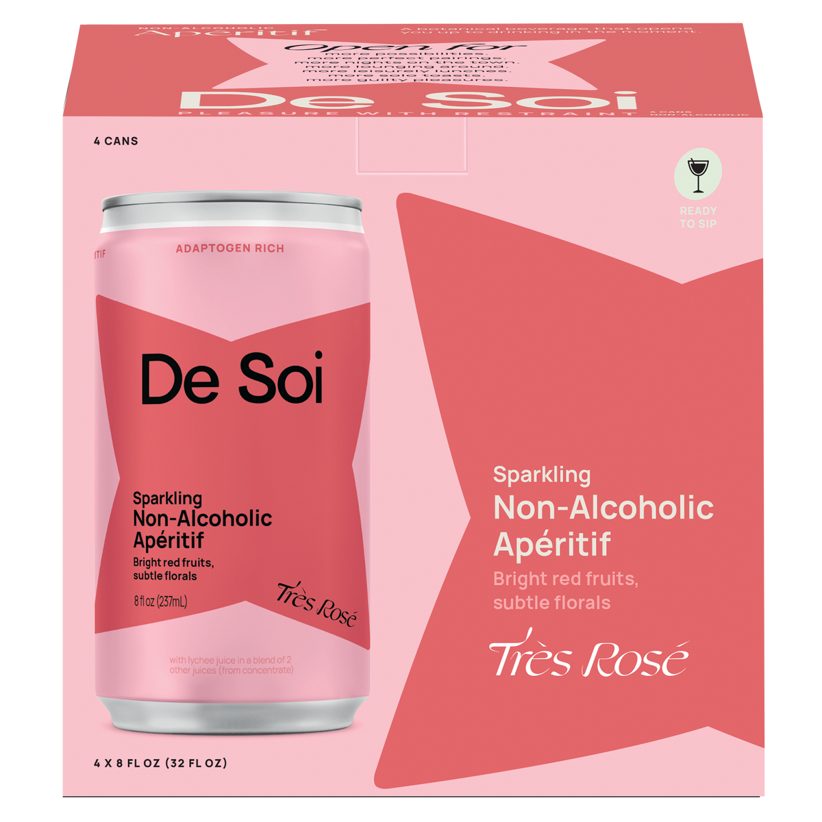 De Soi Tres Rosé Non-Alcoholic Apéritif (4 Pack) – NØLO